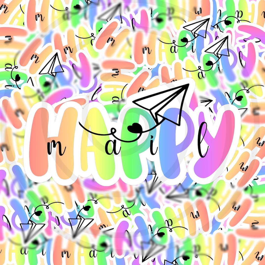 Rainbow Happy Mail Sticker Template, Small Business, Print Cut Template ...