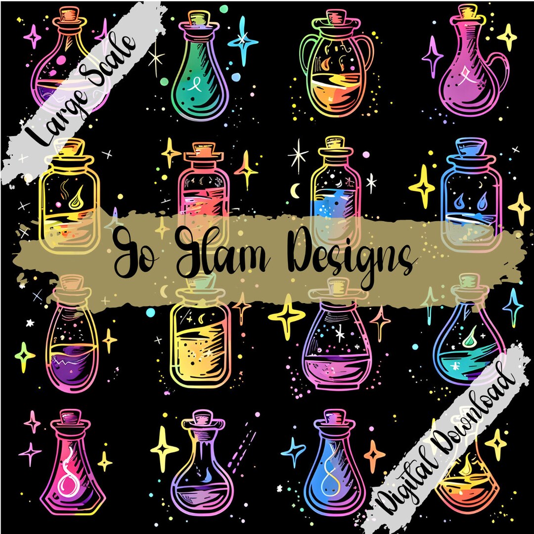 Neon Potions 2 Seamless Pattern, Digital Download, Commercial Use ...