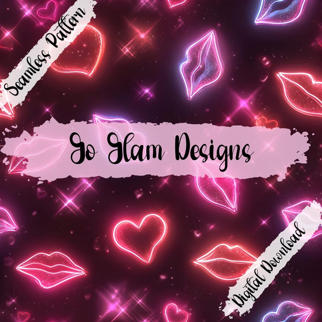 Electric Valentine Seamless Pattern | Neon Valentine Digital Paper ...