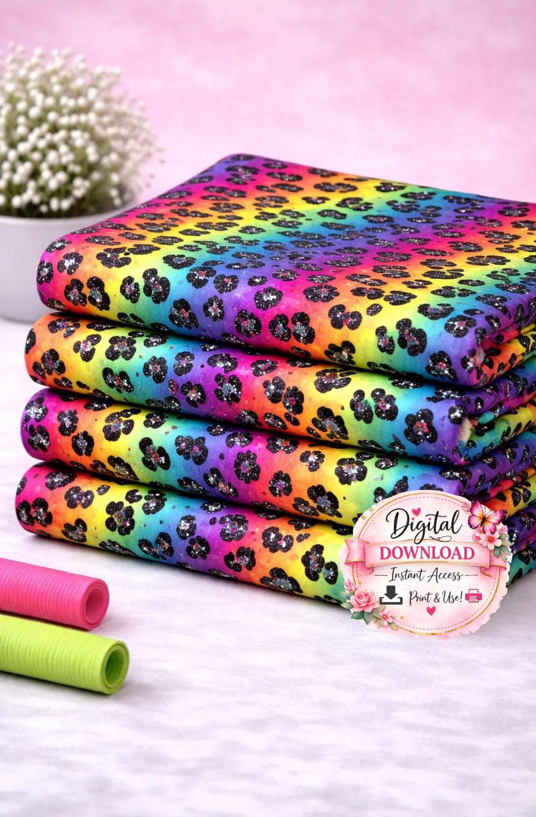 Electric Rainbow Leopard Print Seamless Pattern | Neon Leopard Digital ...