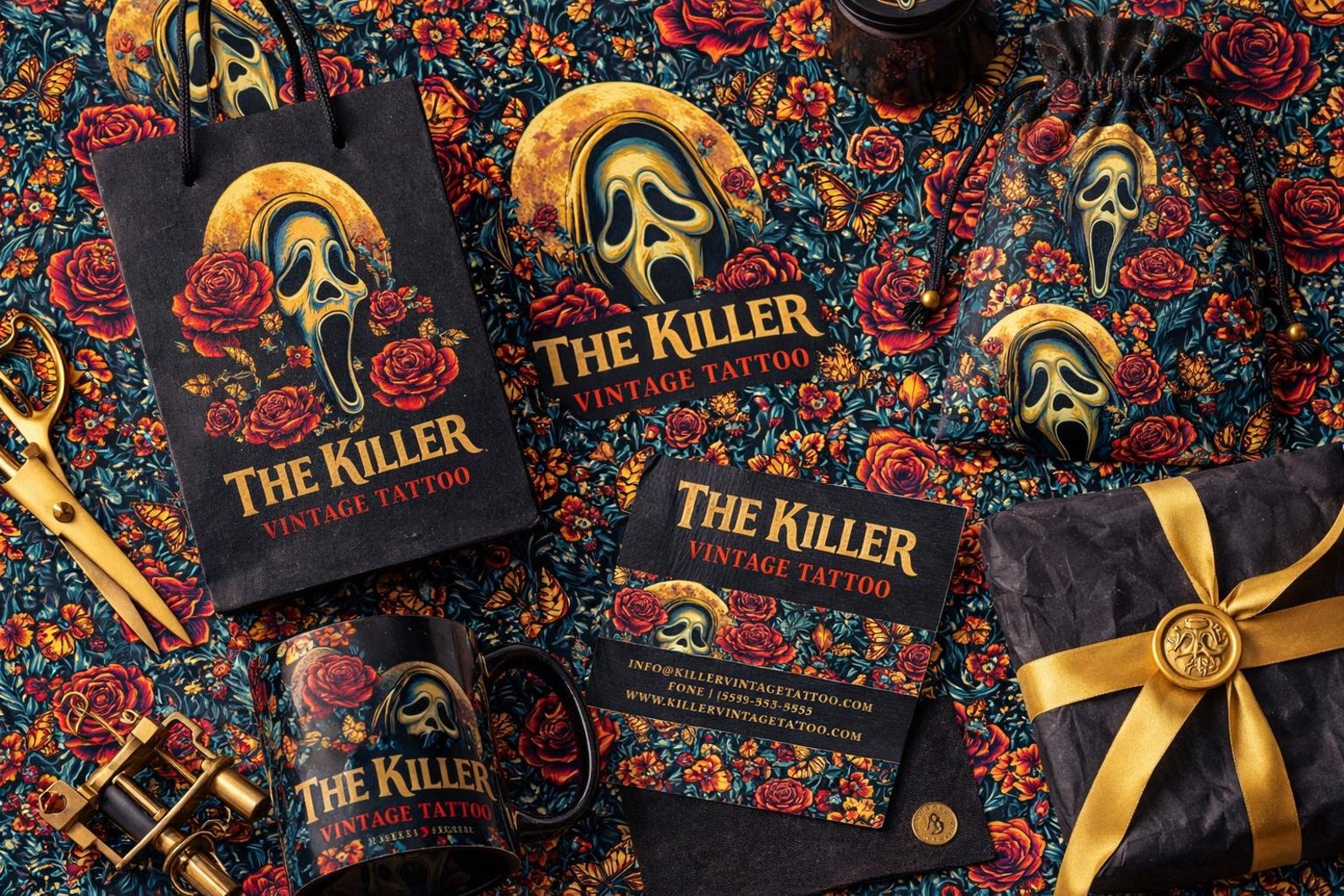 The Killer Vintage Tattoo Seamless Pattern, Repeat Pattern, Digital ...