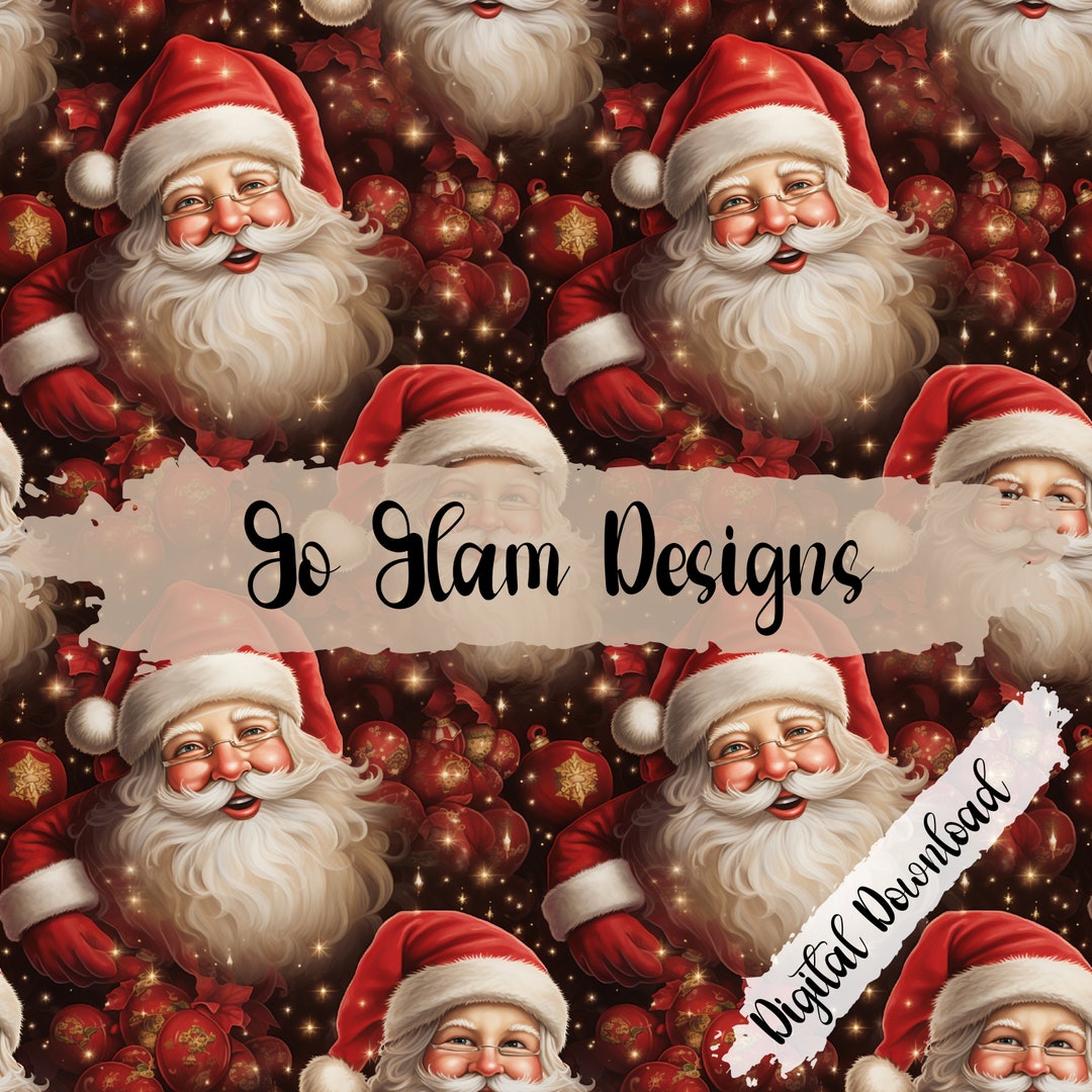 Santa Seamless Pattern, Christmas Fabric Pattern, Repeat Pattern ...