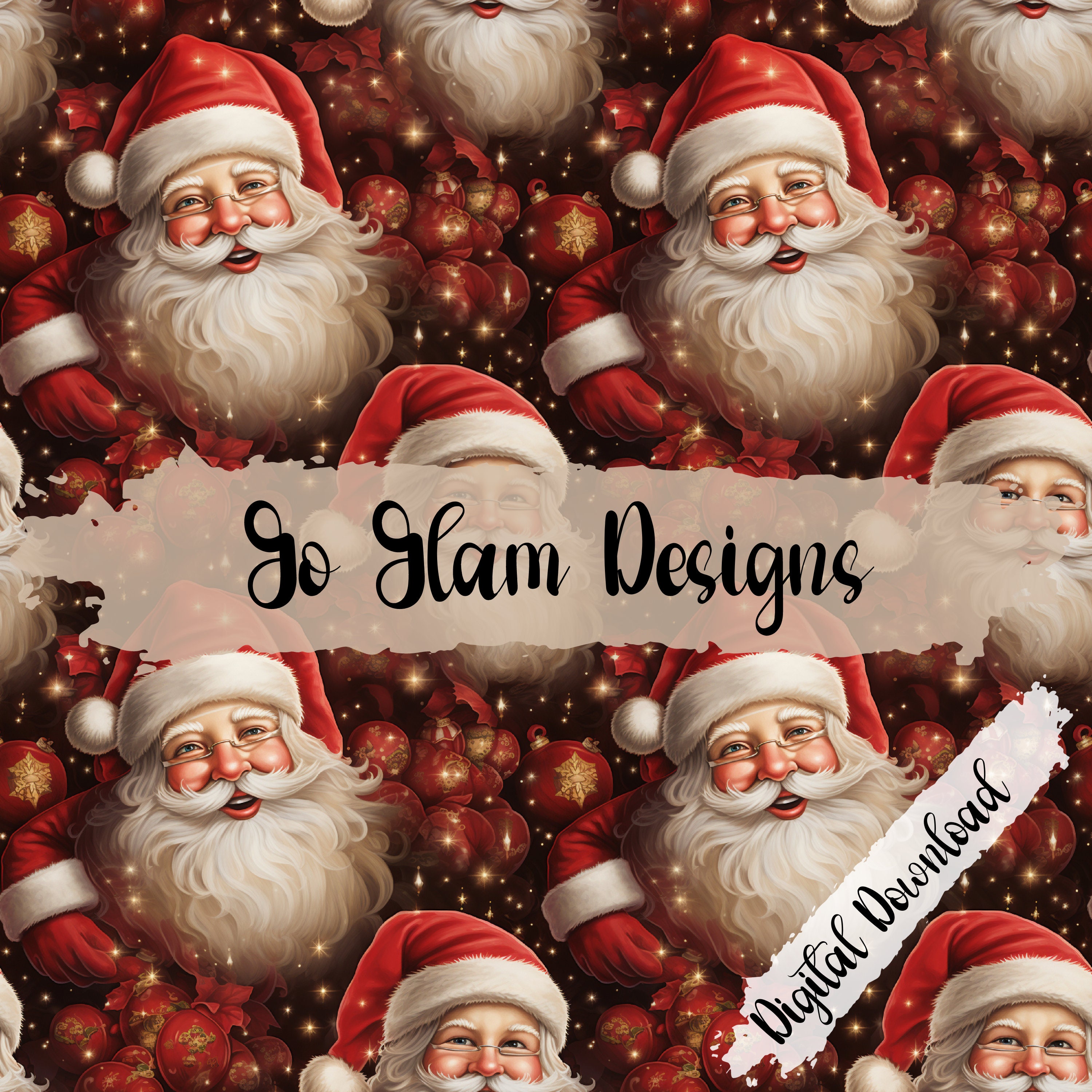 Santa Seamless Pattern, Christmas Fabric Pattern, Repeat Pattern ...