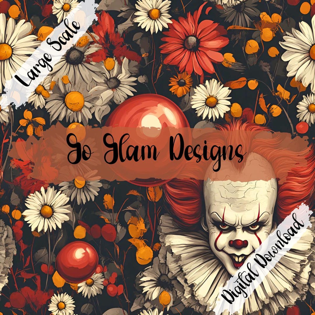 Killer Clown Seamless Pattern, Repeat Pattern, Digital Download ...