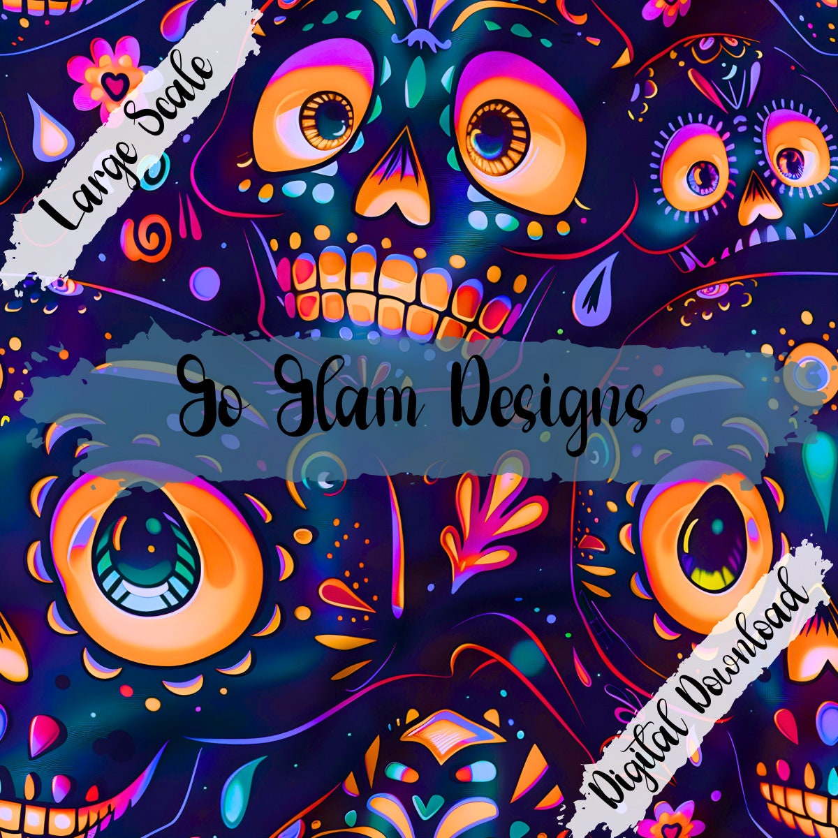 Sugar Skulls Seamless Pattern, Repeat Pattern, Digital Download ...