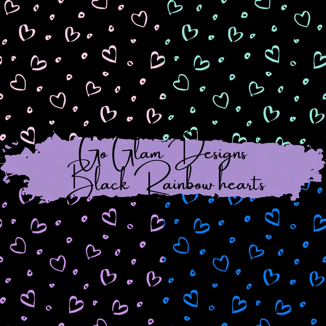 Black Rainbow Hearts Seamless Pattern, Repeat Pattern, Digital Download ...