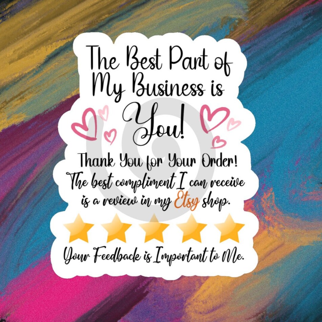PNG Sticker Download, Etsy Review Sticker, Thank You Sticker, Small ...