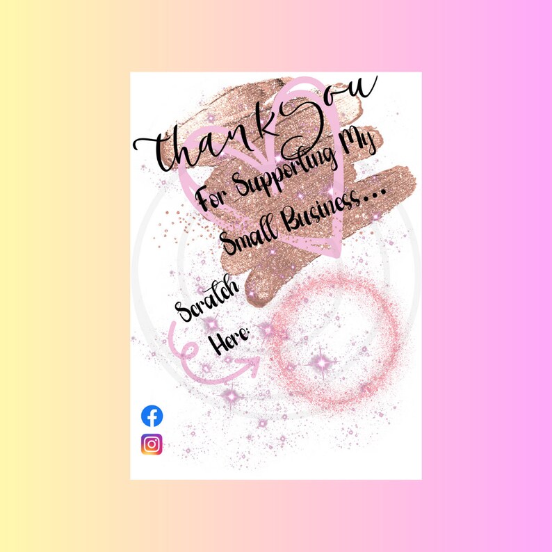 Rose Gold Thank You Scratch to Win Card Design,instant Download ...