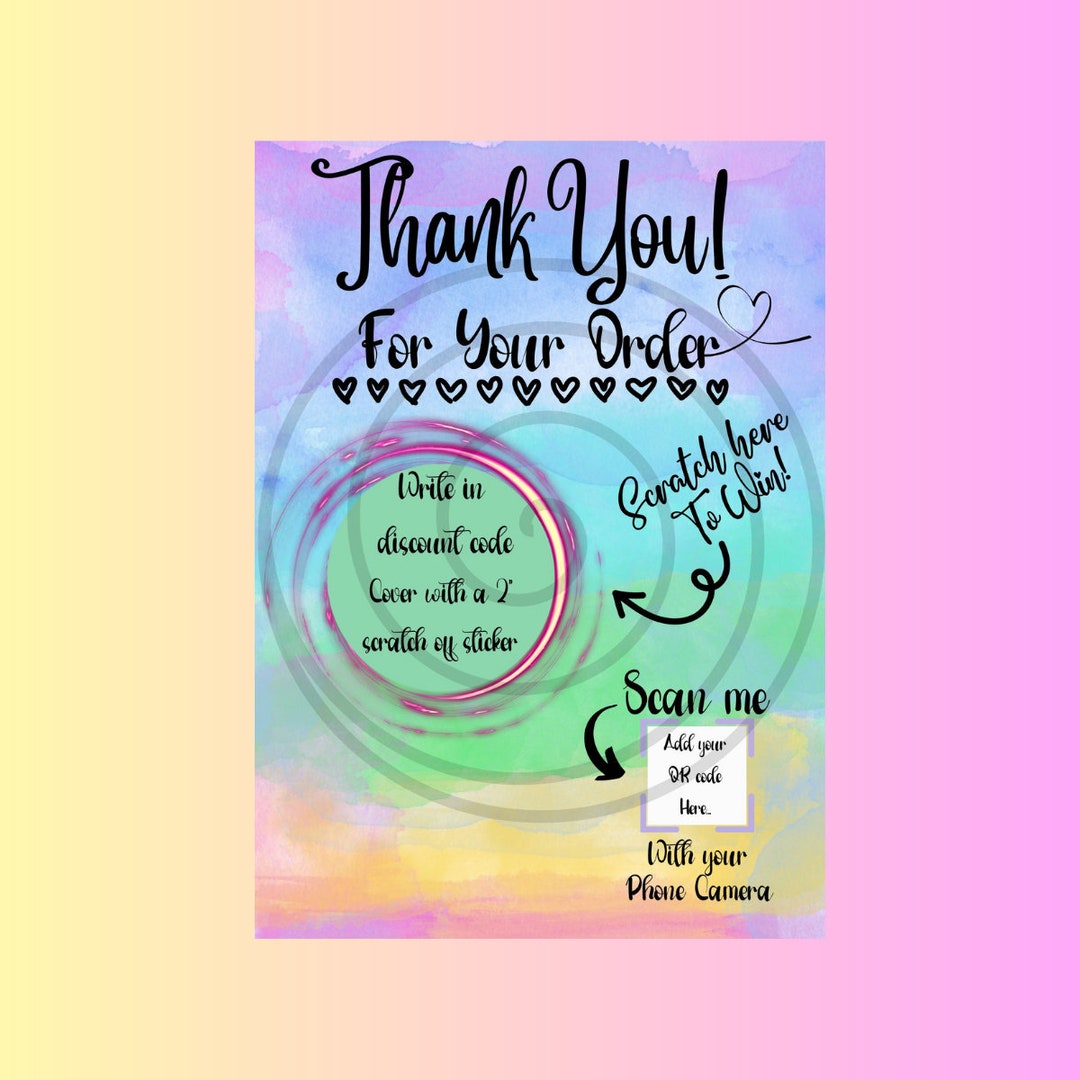 Rainbow Thank You Scratch to Win Card Template (digital Download) - Etsy