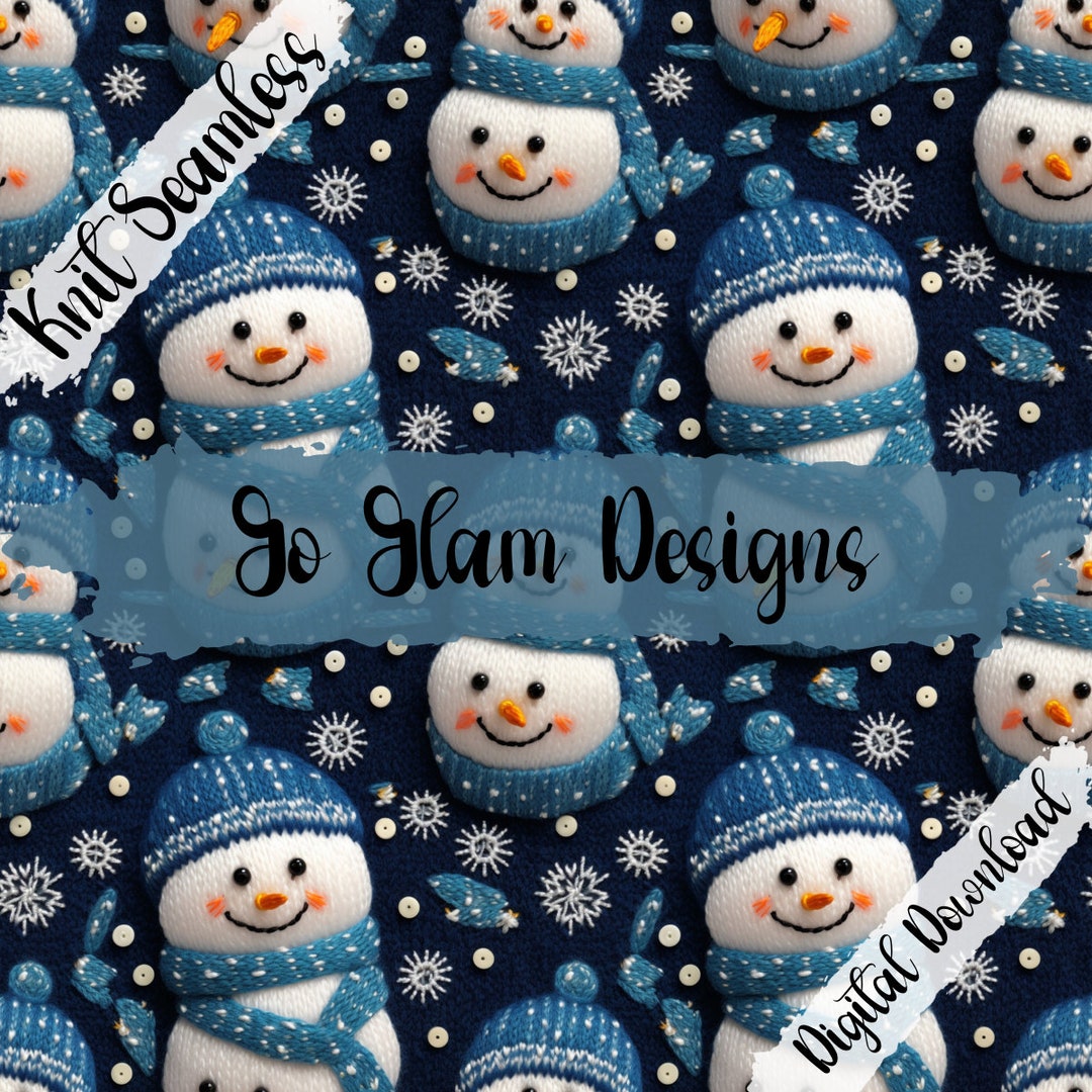 Knit Snowmen Seamless Pattern, Repeat Pattern, Digital Download ...