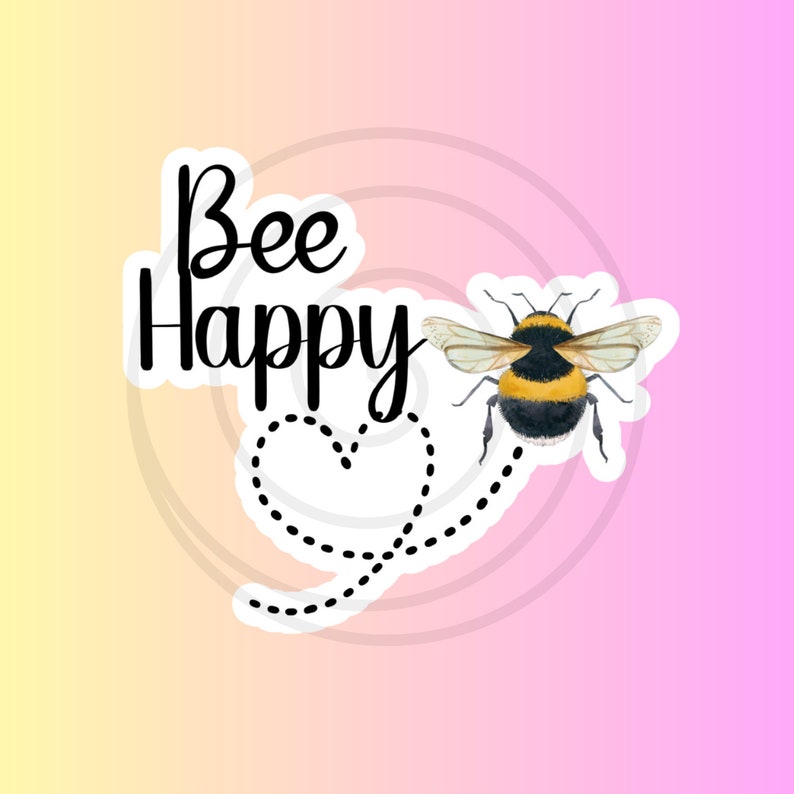 Bee Happy Sticker Download, PNG, Floral Small Business, Thank You Shop ...