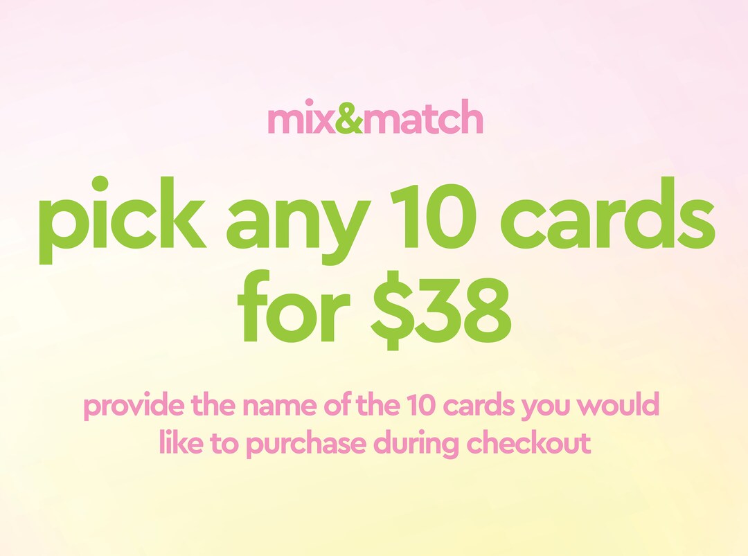 Mix & Match, Any 10 Greeting Cards - Etsy