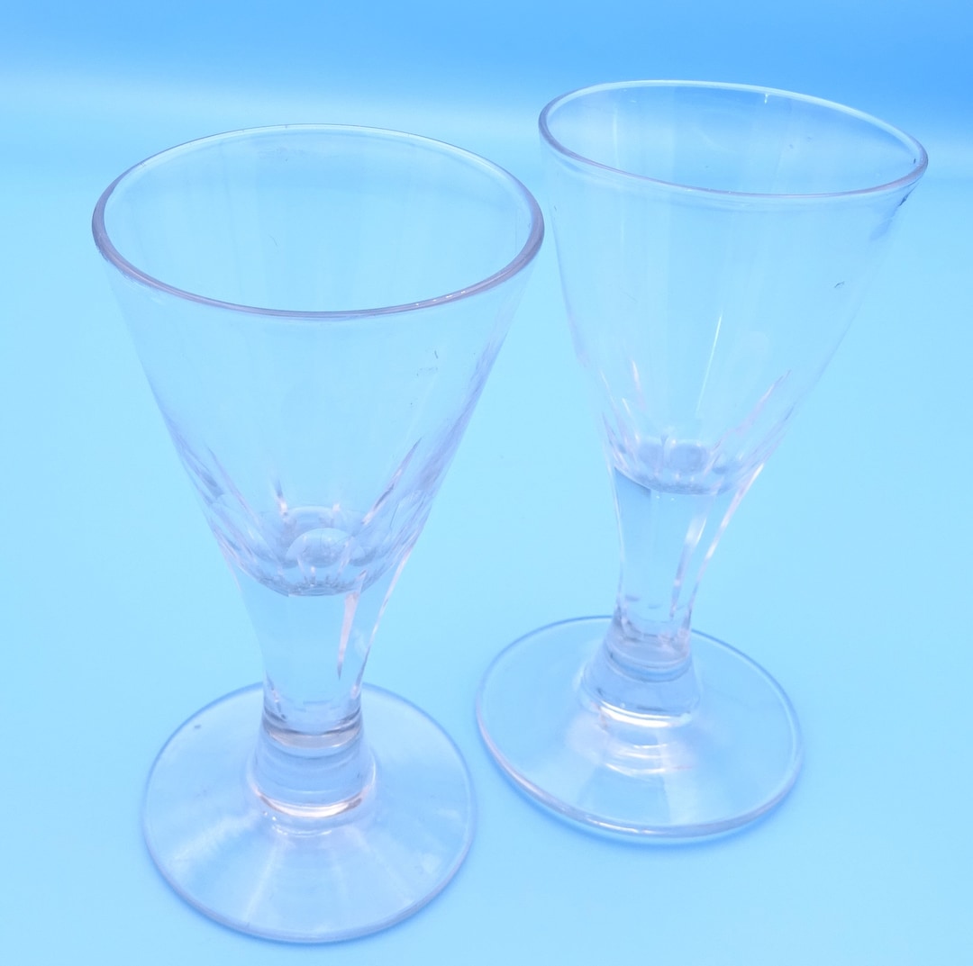 Antique Victorian Set of Two Small Drinking Glasses Polished Pontil ...