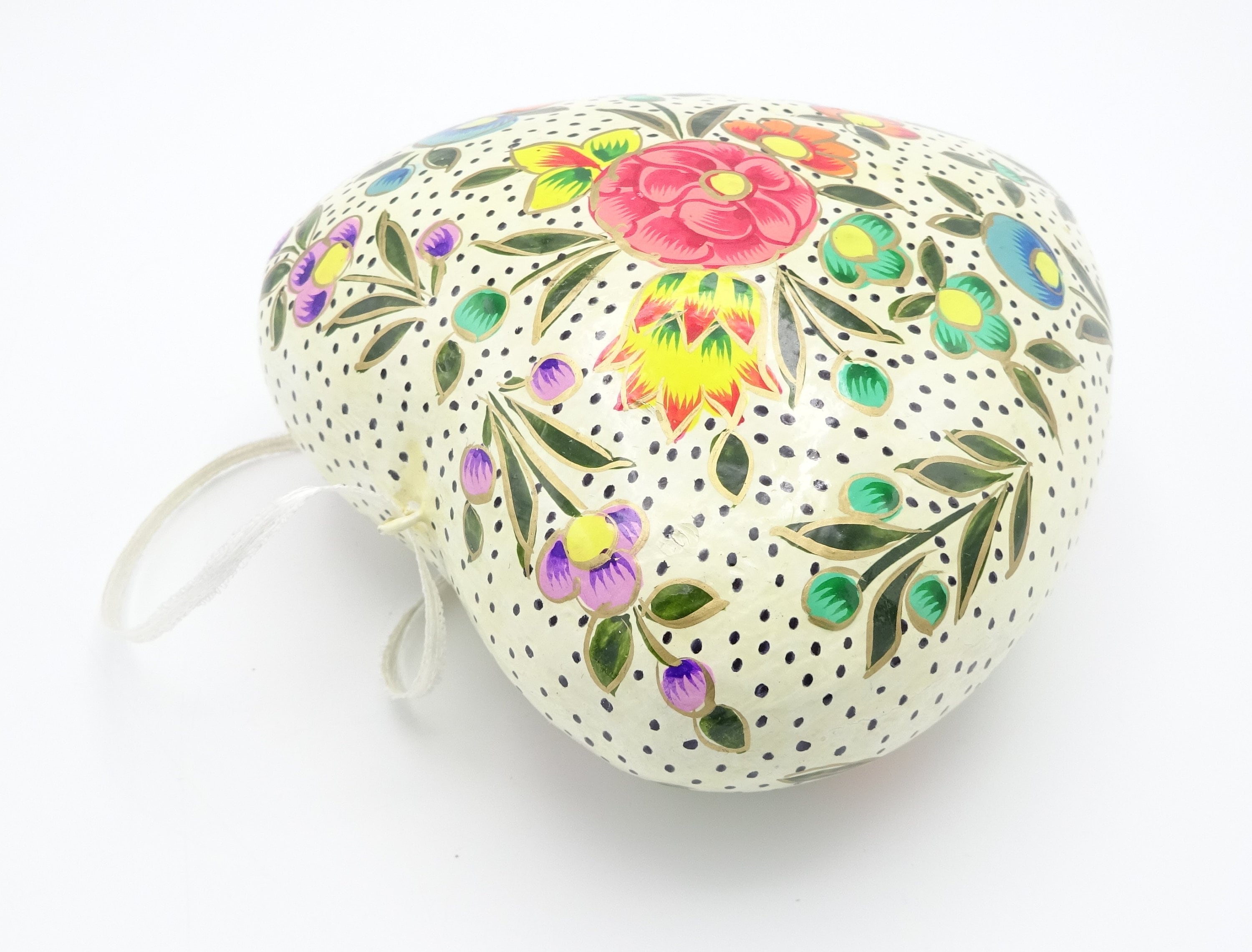 Vintage Indian Kashmiri Paper Mache Heart Shaped Hanging Ornament - Etsy