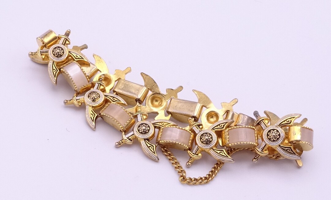 Vintage Spanish Damascene Gold Black Tone Metal Bracelet Length 20 Cm ...