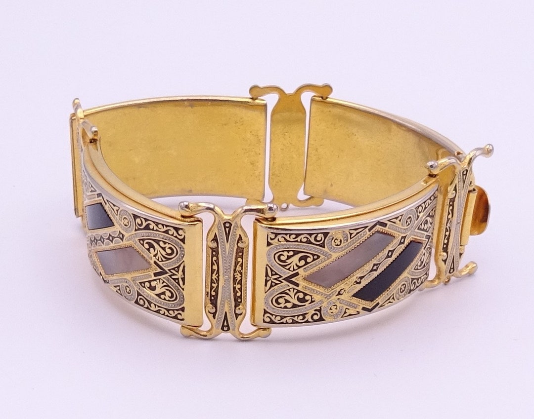 Vintage Spanish Damascene Gold Silver Tone Metal Bracelet - Etsy