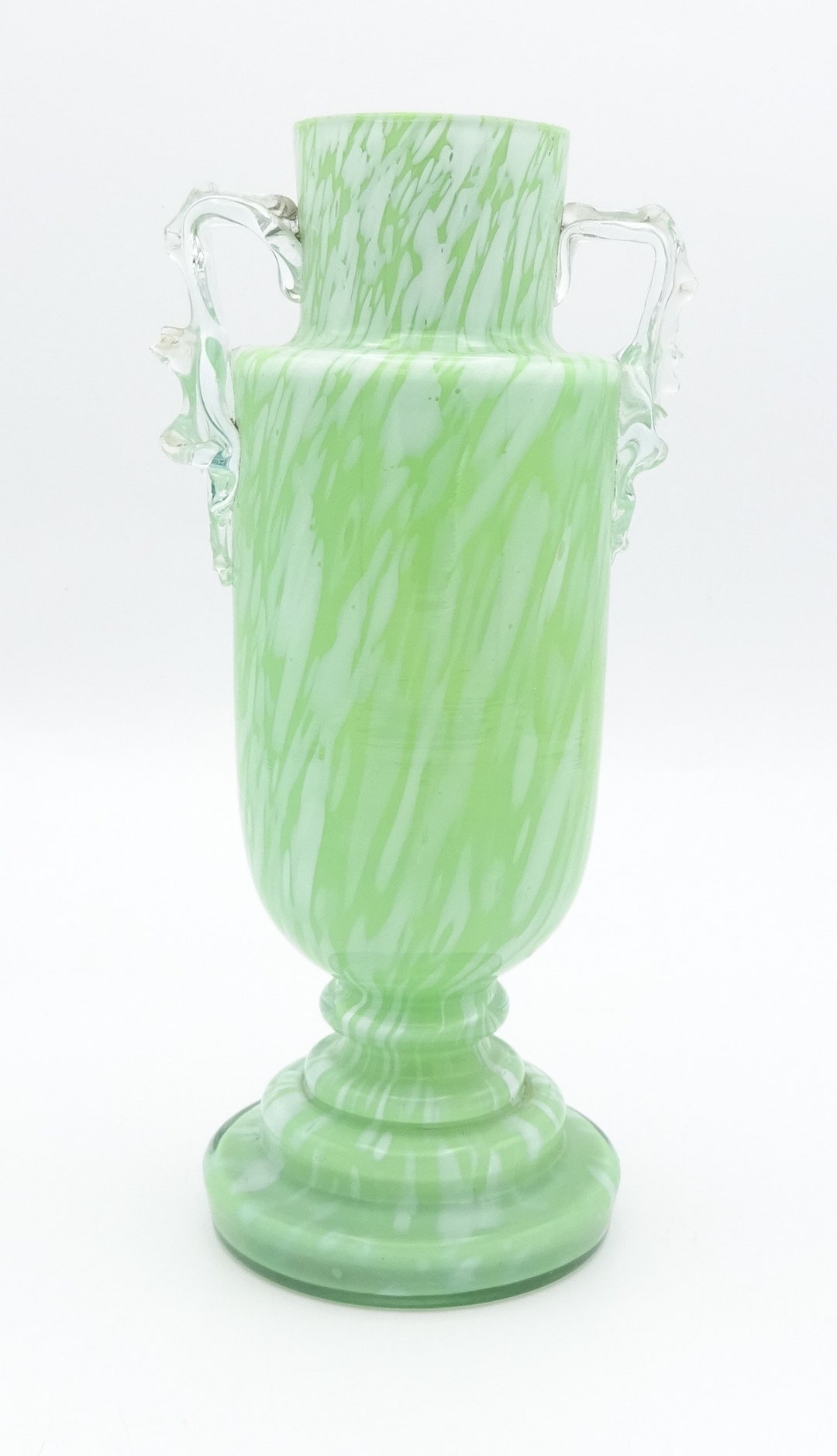 Antique Czech Franz Welz Victorian Cased Green Splatter Glass Vase - Etsy