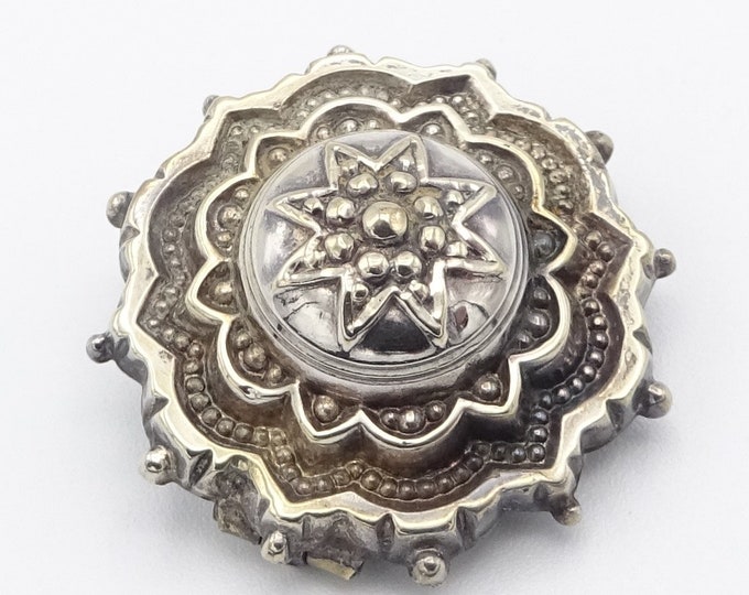 Antique Victorian Small Sterling Silver Round Pin Brooch - Etsy