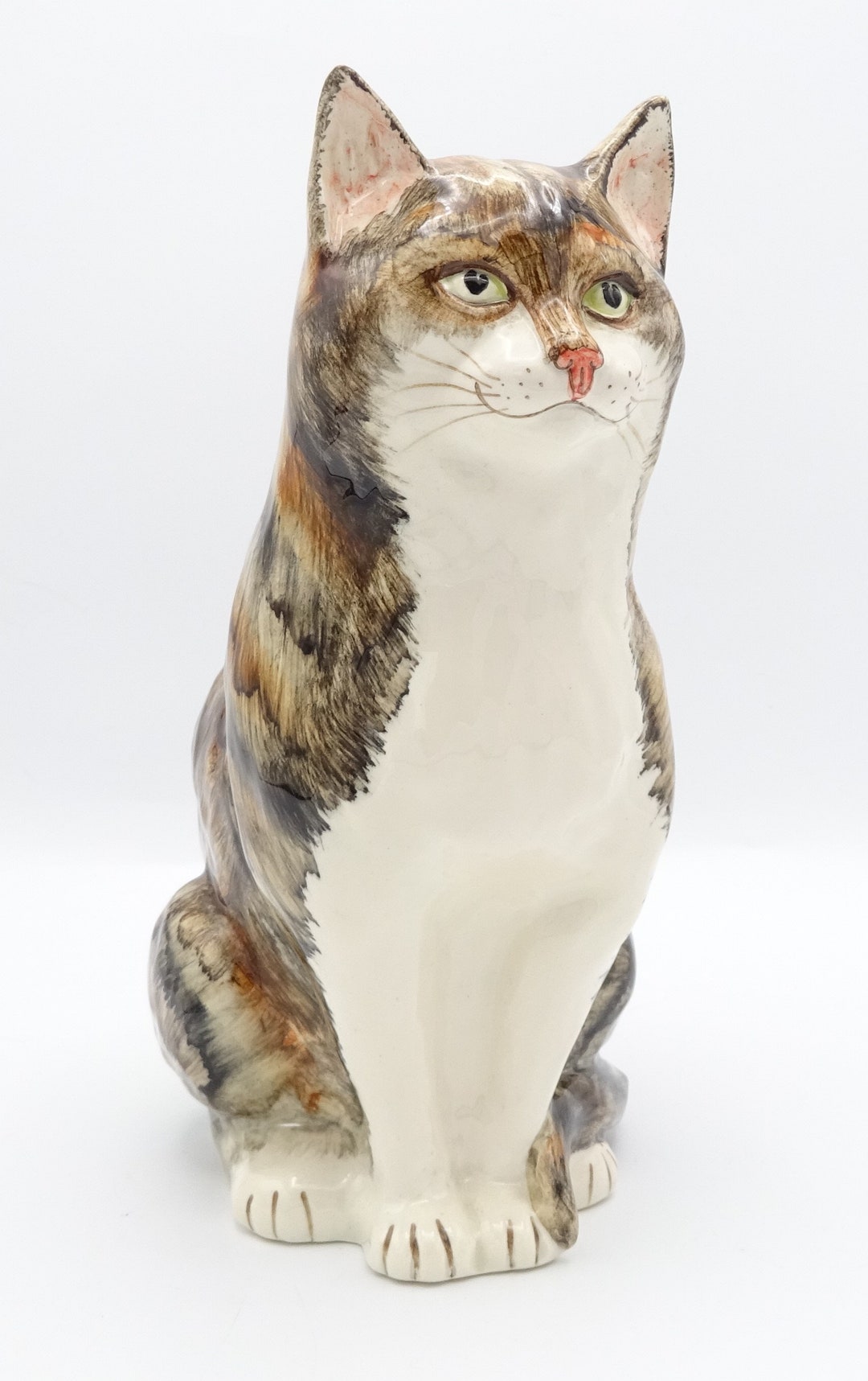 Vintage English Babbacome Pottery Cat Tabby White - Etsy