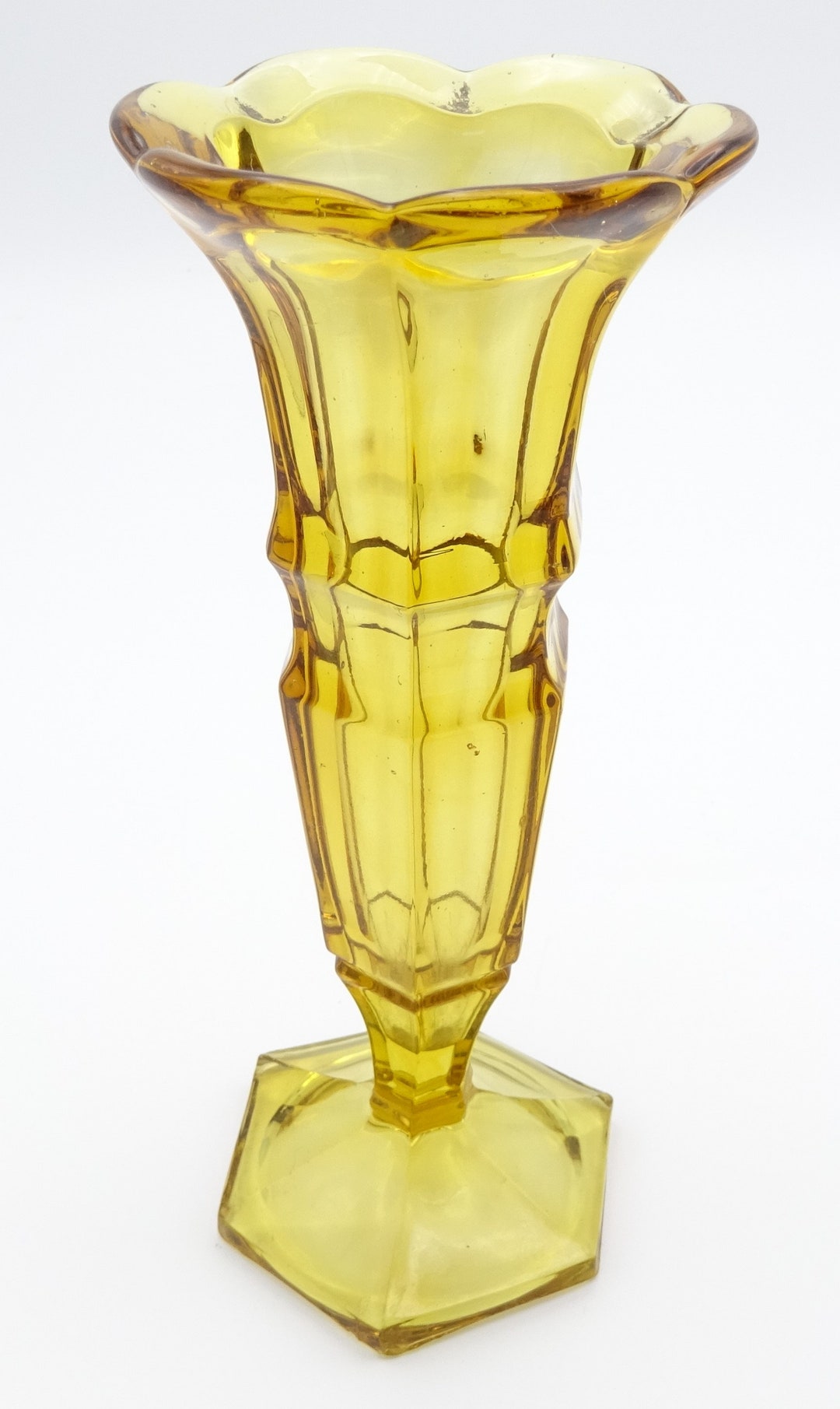 Vintage Art Deco Small Pressed Glass Brown Bud Vase - Etsy