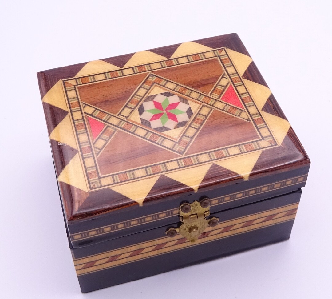 Vintage Spanish Marquetry Small Rectangular Wooden Trinket - Etsy