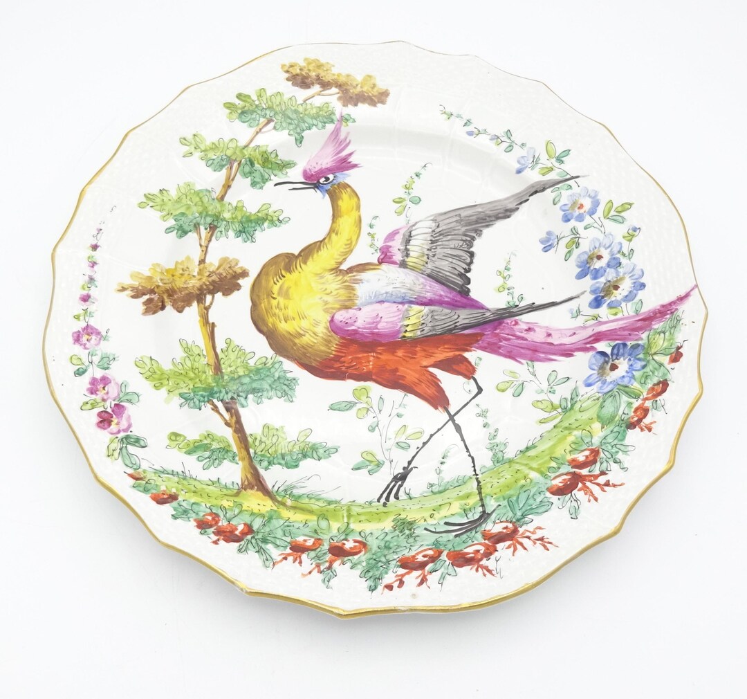 Antique Chelsea Bird Plate Gold Crown Mark Samson Style - Etsy