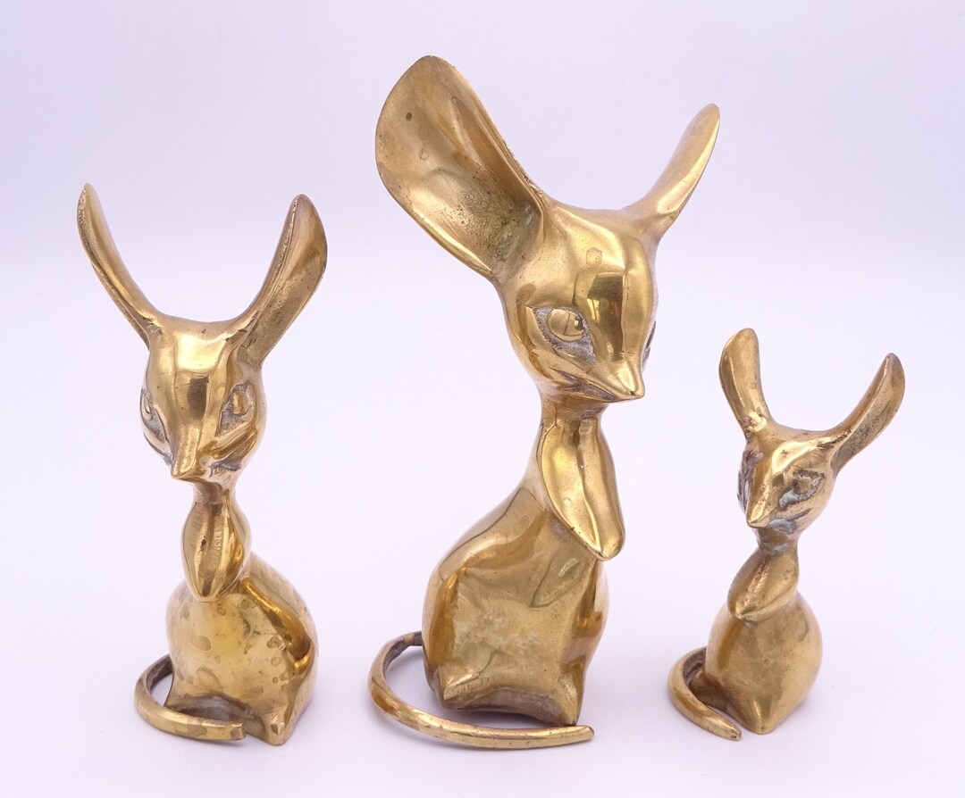 Vintage Set of Three Brass Mice - Etsy