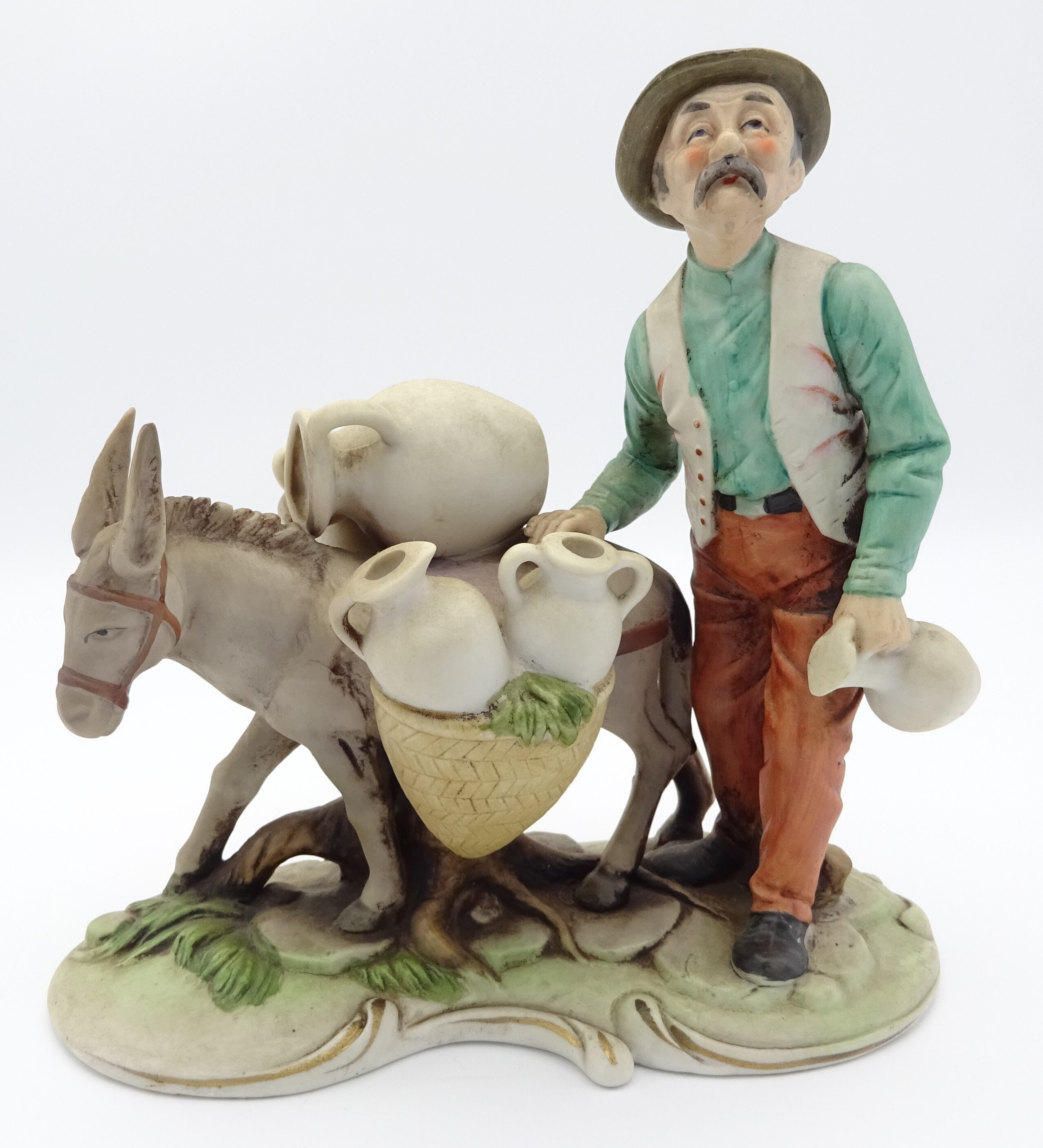 Vintage Italian Capodimonte Style Figurine Man With Donkey - Etsy
