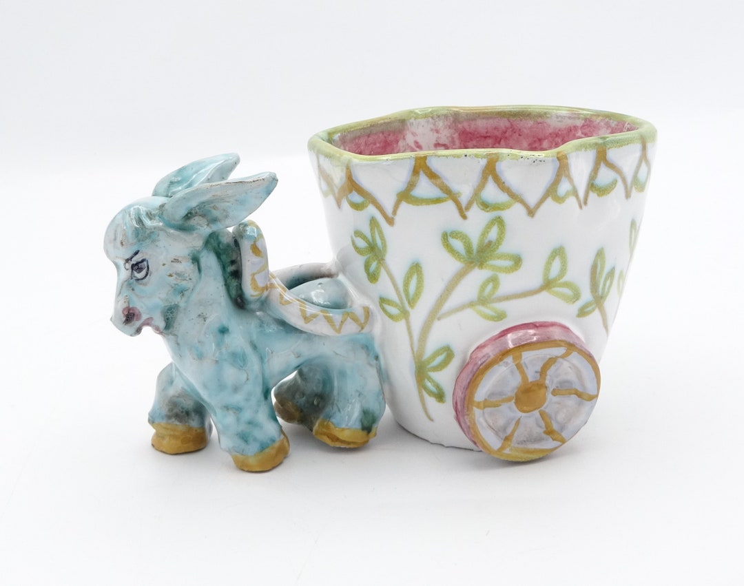 Vintage Italian Ceramic Donkey and Cart Planter - Etsy