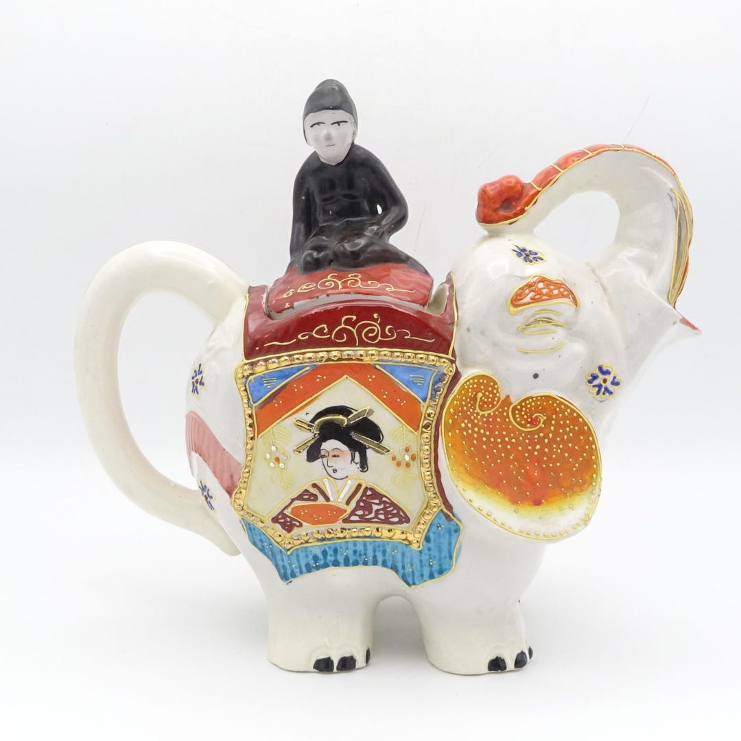 Vintage Japanese Satsuma Elephant Teapot With Rider - Etsy