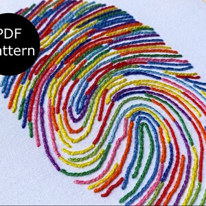 Colorful Fingerprint Embroidery Pattern, Digital PDF Pattern for ...