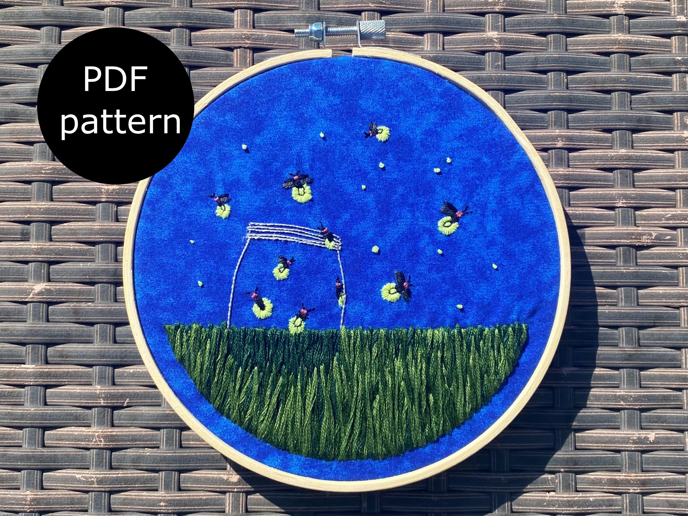 Lightning Bugs/fireflies Jar in Grass Glow in the Dark Design Digital ...