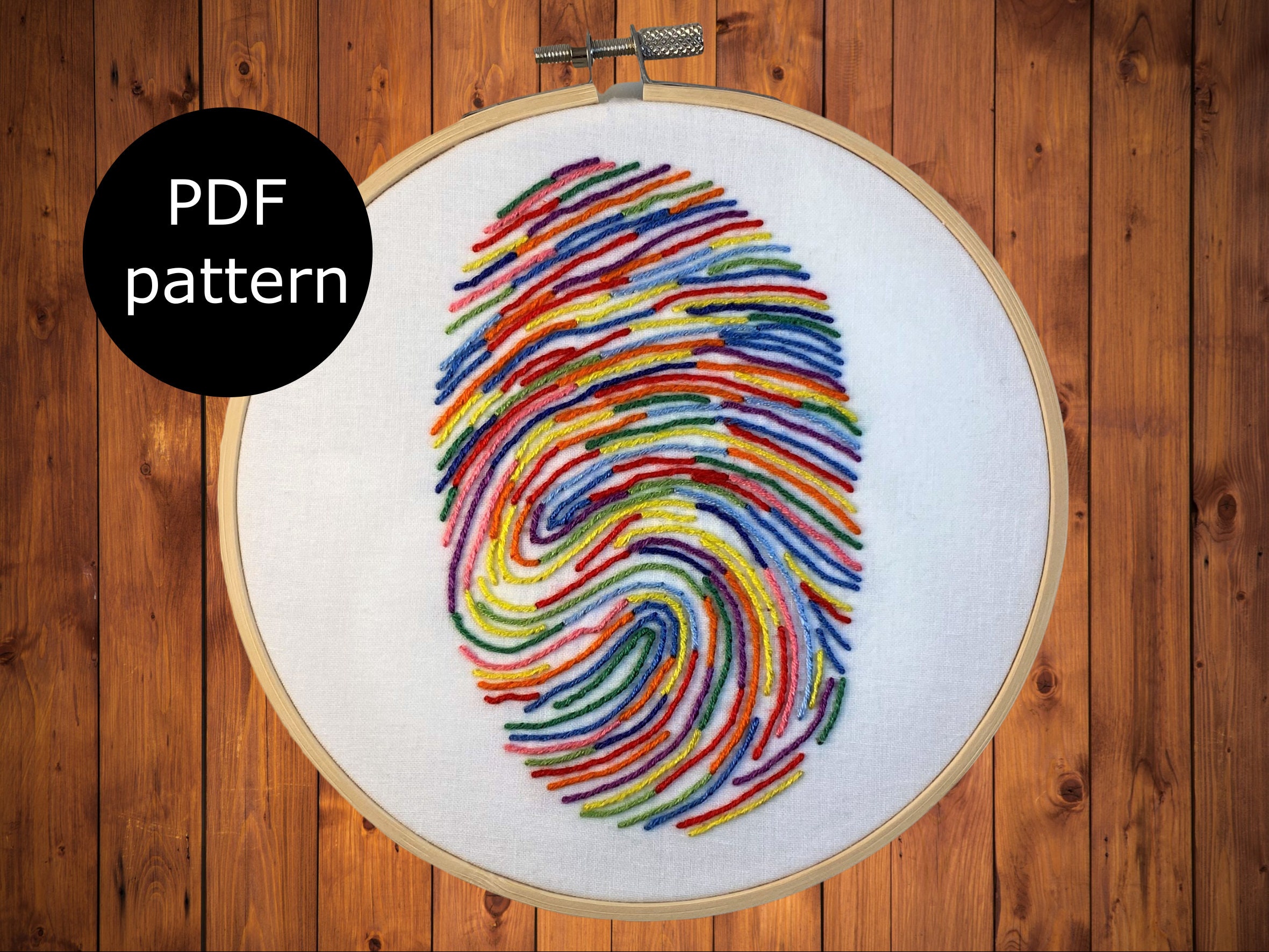 Colorful Fingerprint Embroidery Pattern Digital PDF Pattern - Etsy