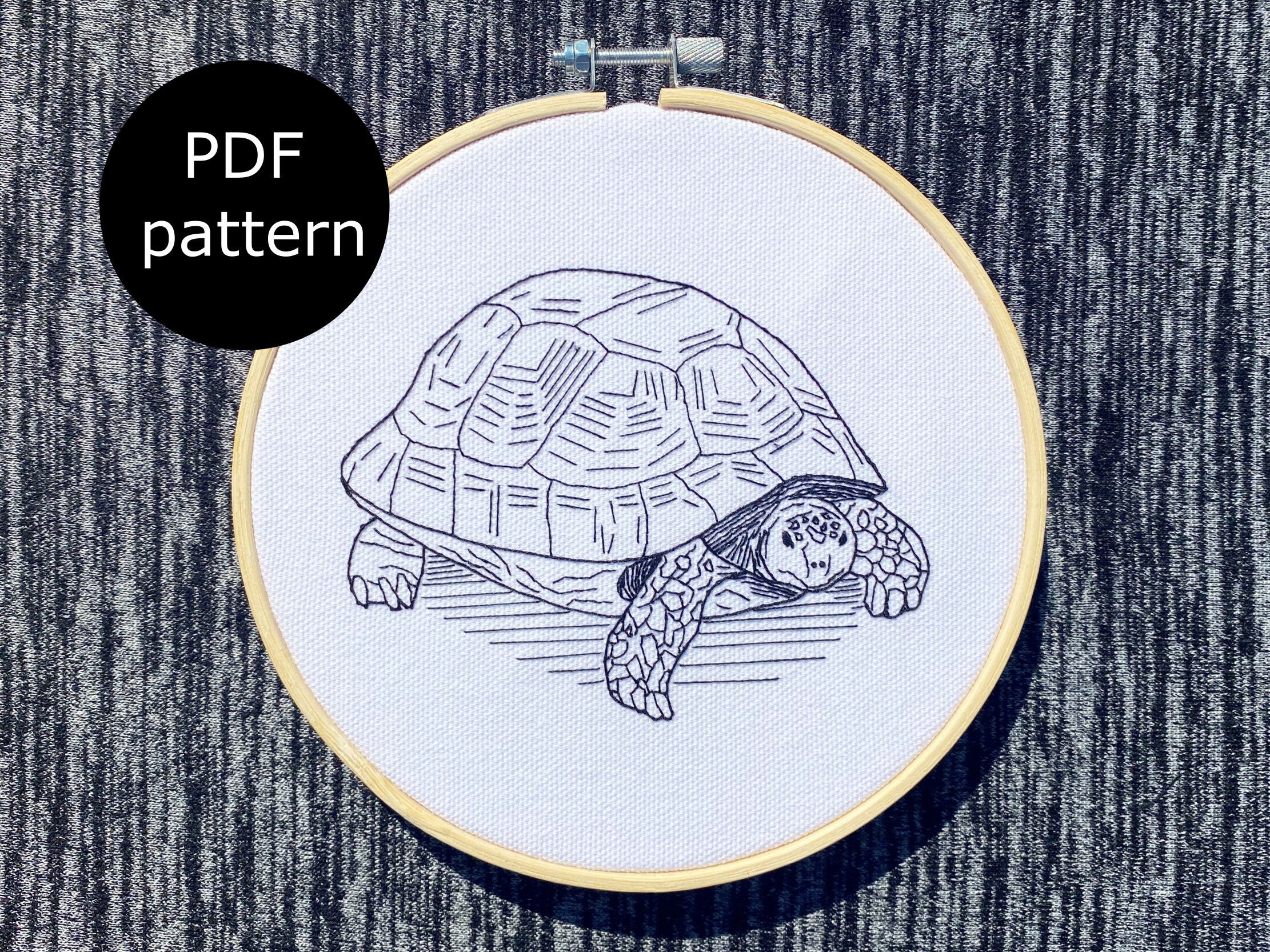 Turtle Sketch Embroidery Pattern | Tortoise Line Drawing | Digital PDF ...
