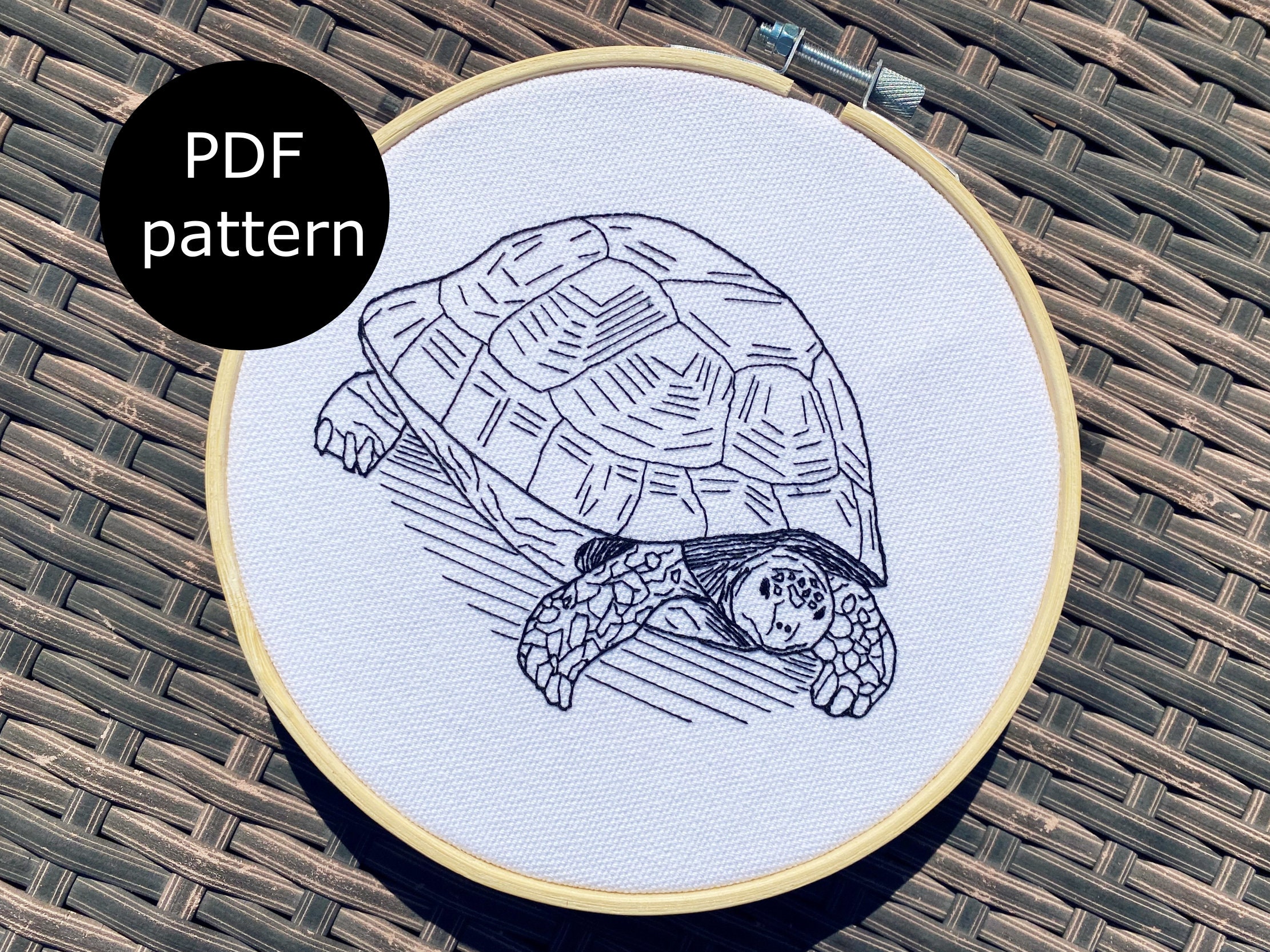 Turtle Sketch Embroidery Pattern | Tortoise Line Drawing | Digital PDF ...