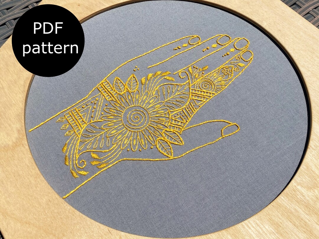 Floral Henna Design Embroidery Pattern, Digital PDF Pattern for Instant ...