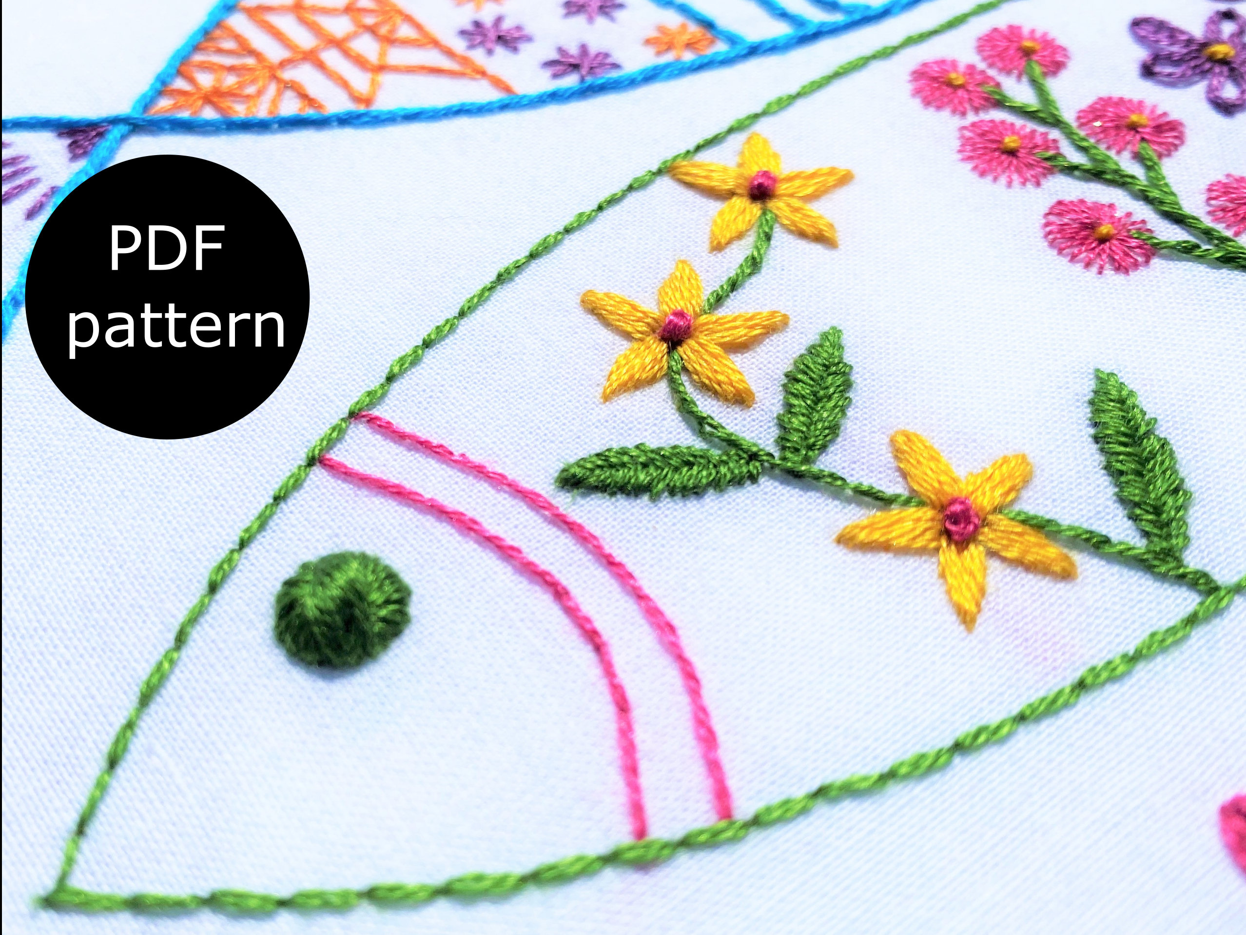 Colorful Fish Embroidery Sampler, Beginner Pattern, Learn Embroidery ...