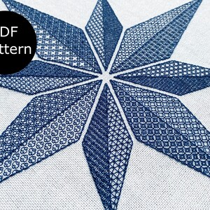 Star With 3D Effect Blackwork Embroidery Pattern | Compass Rose ...