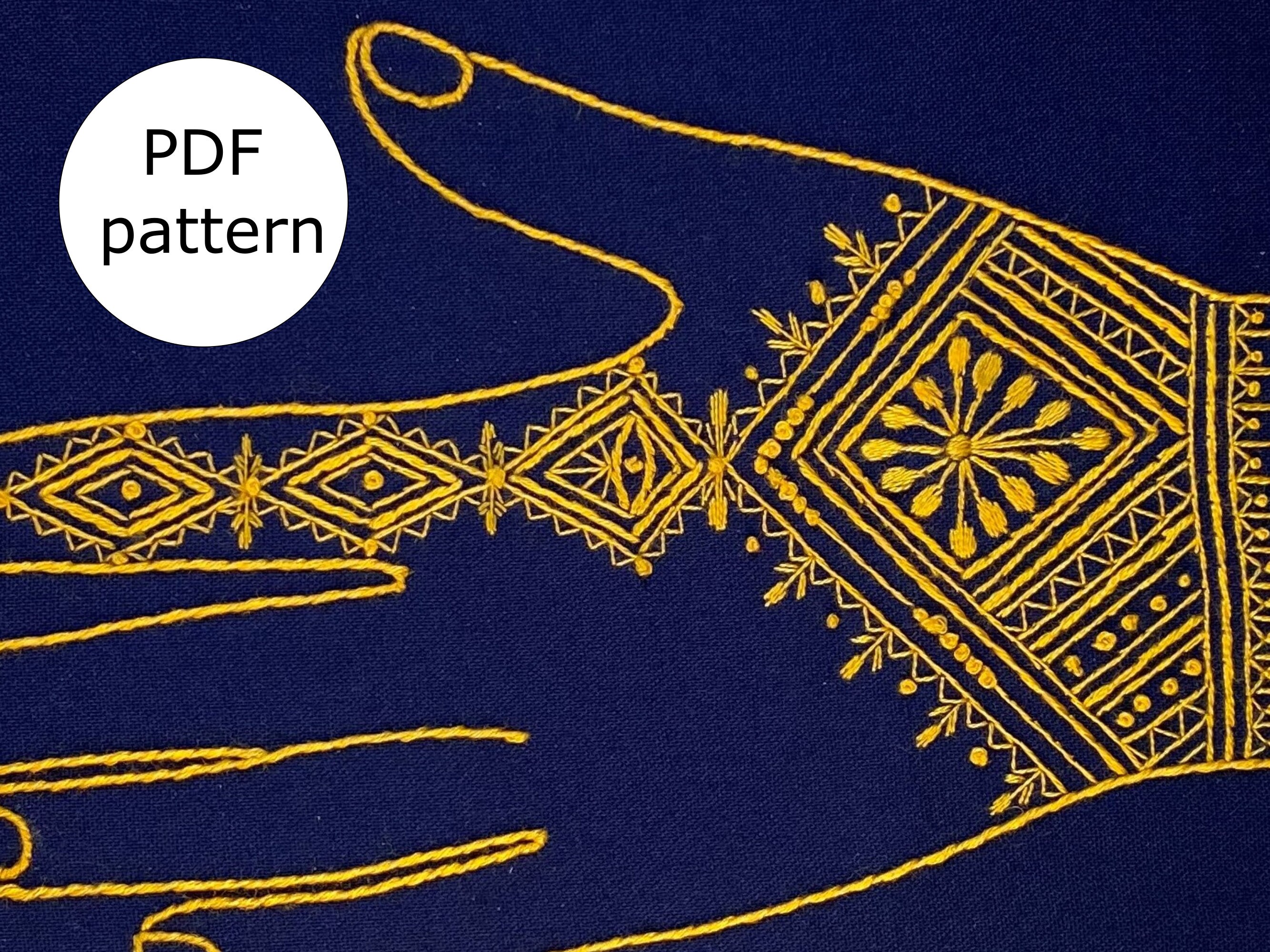 Geometric Henna Design Embroidery Pattern, Digital PDF Pattern for ...