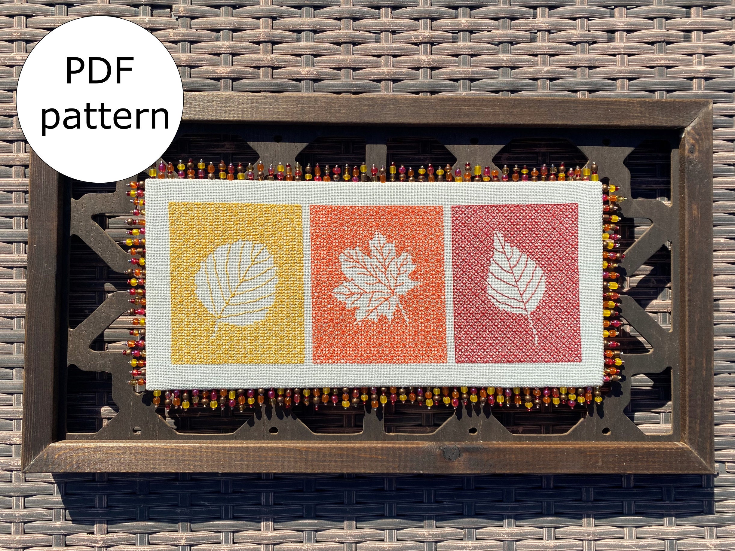 Fall Leaves Blackwork Embroidery Pattern Autumn Leaves - Etsy