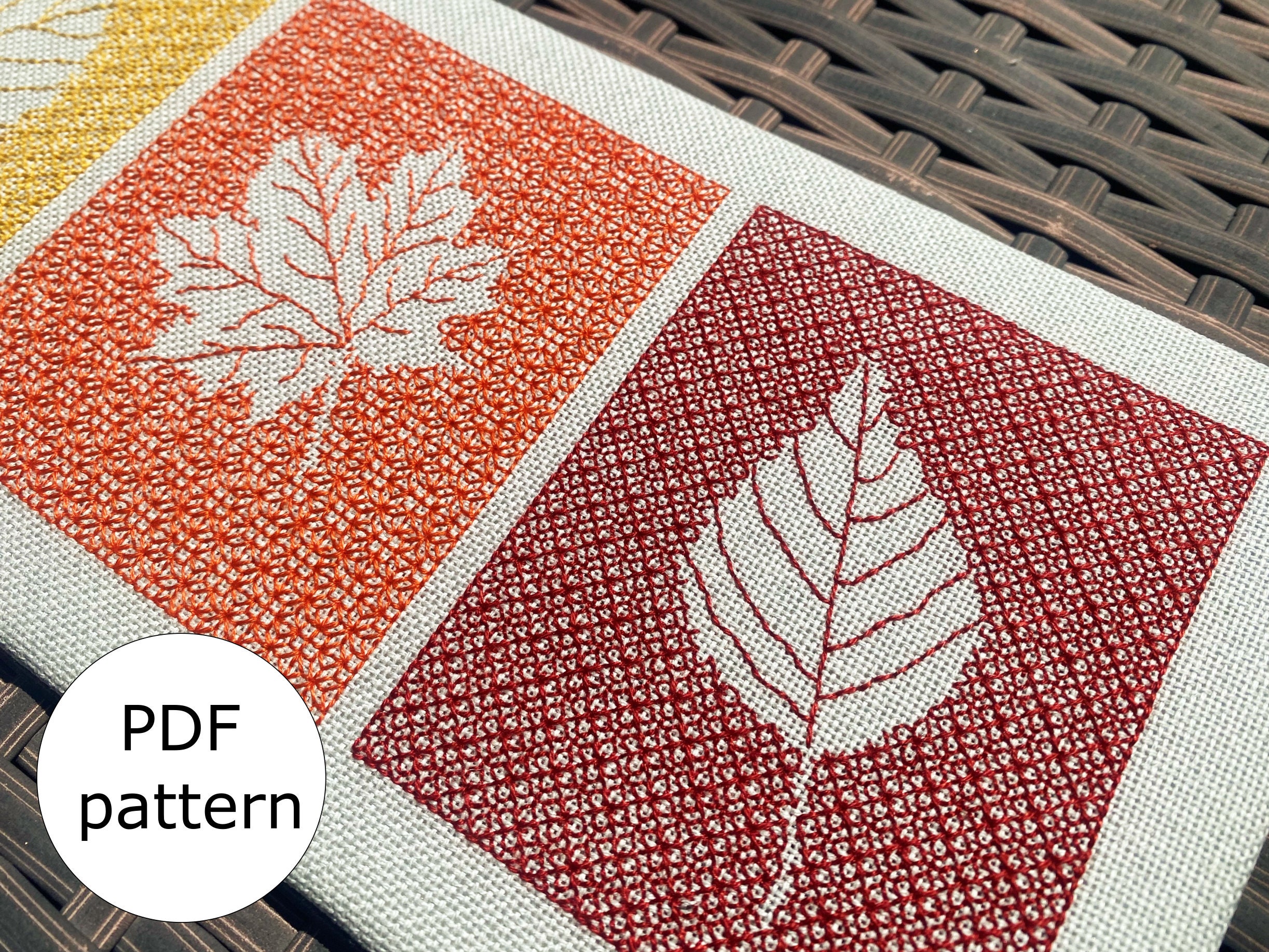 Fall Leaves Blackwork Embroidery Pattern Autumn Leaves - Etsy