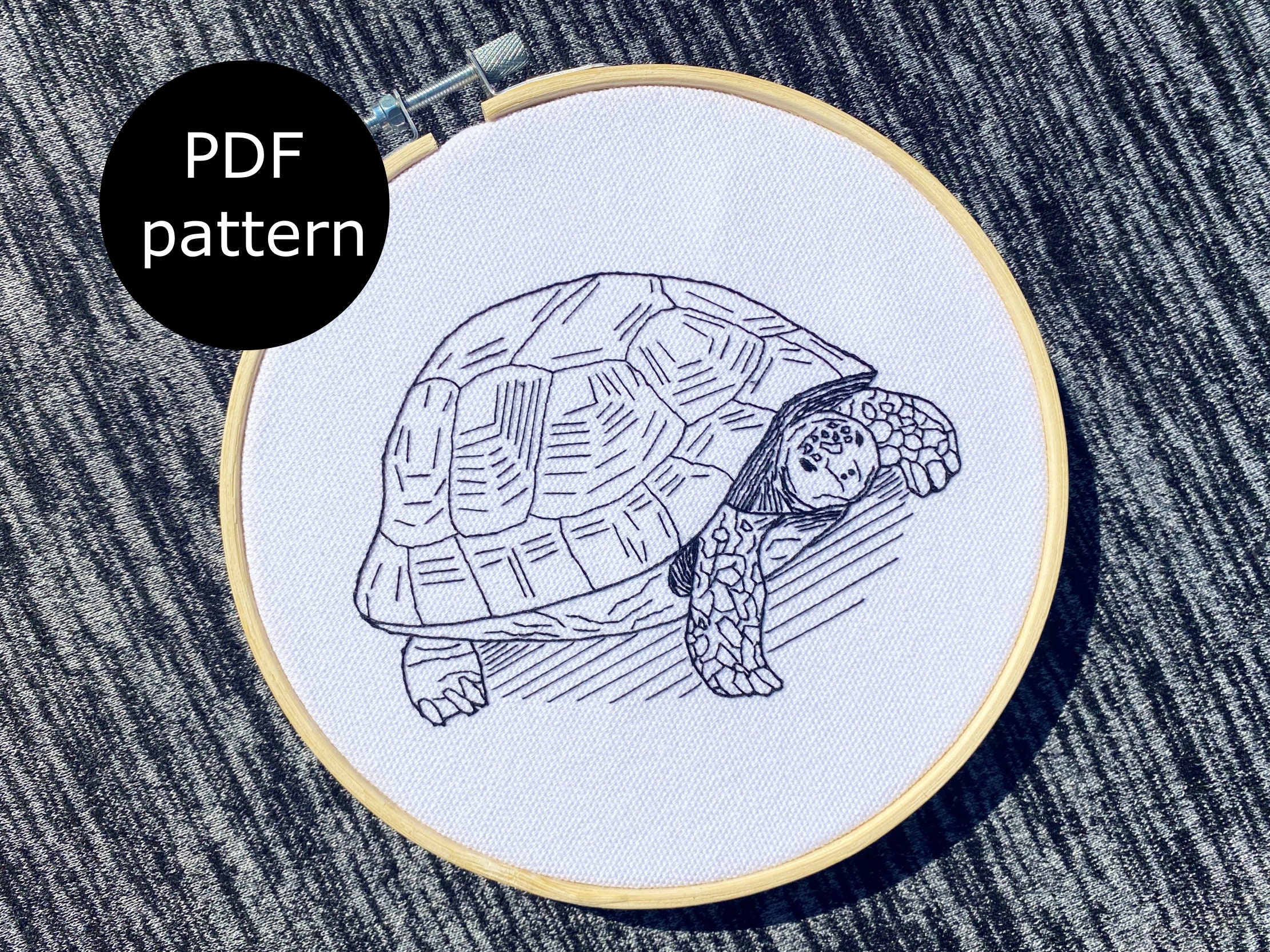 Turtle Sketch Embroidery Pattern | Tortoise Line Drawing | Digital PDF ...