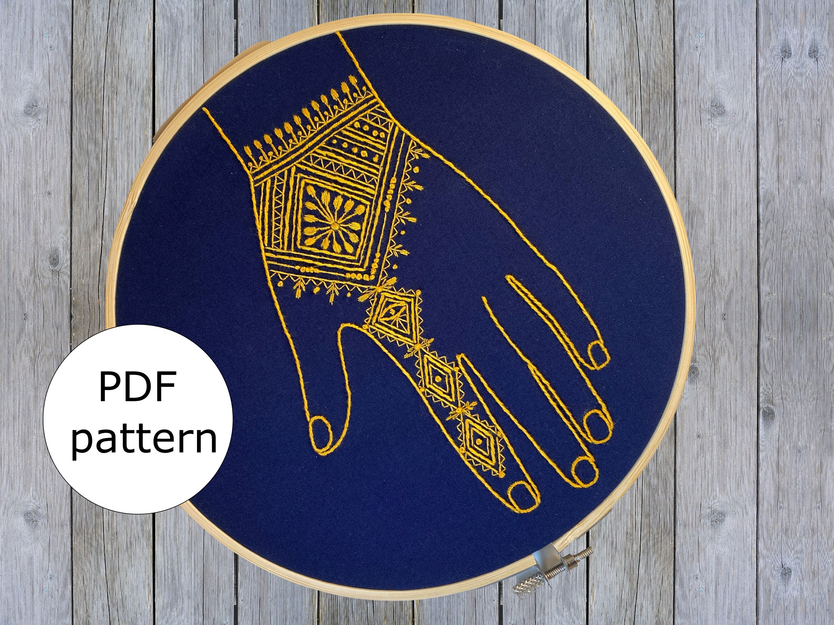 Geometric Henna Design Embroidery Pattern, Digital PDF Pattern for ...