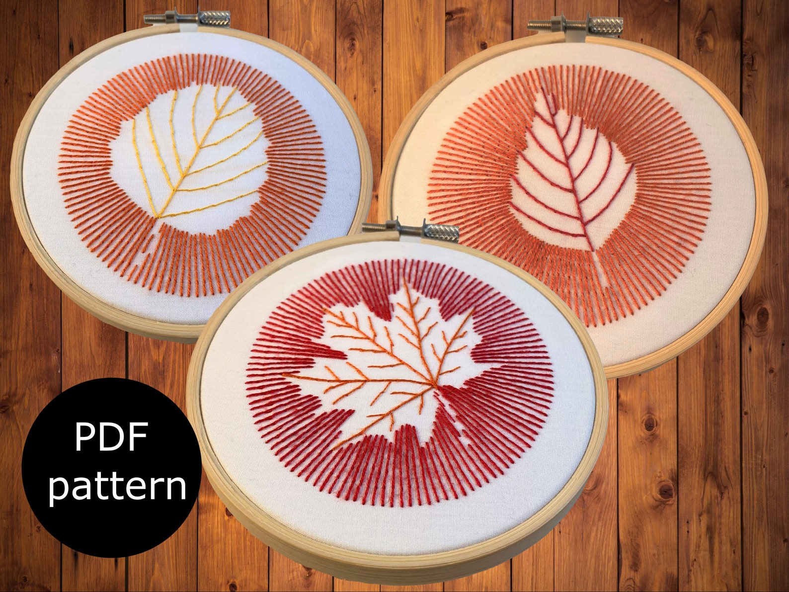Fall/autumn Leaves Embroidery Pattern Digital PDF Pattern for - Etsy