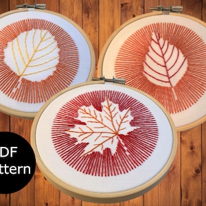 Fall/autumn Leaves Embroidery Pattern, Digital PDF Pattern for Instant ...