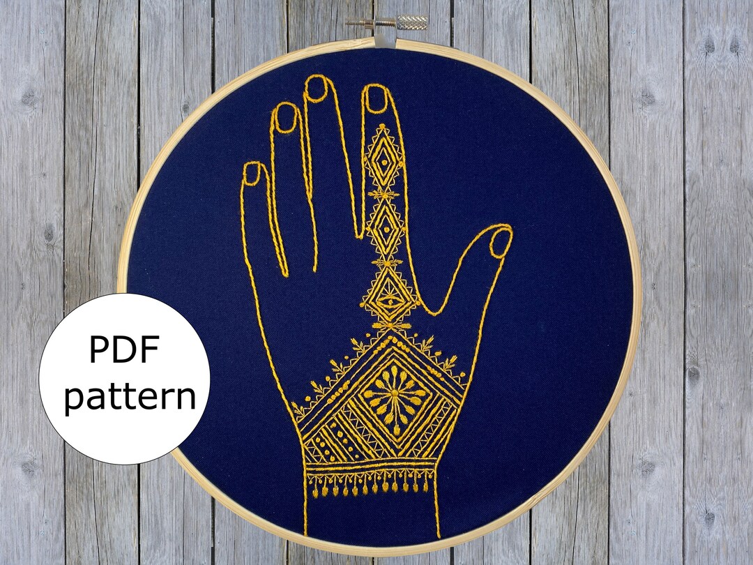 Geometric Henna Design Embroidery Pattern, Digital PDF Pattern for ...