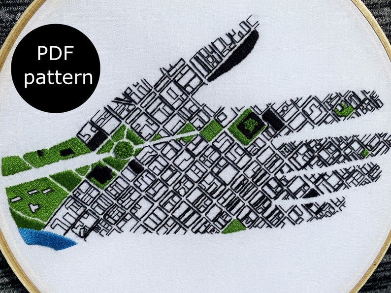Handprint: City Map Embroidery Pattern Digital PDF Pattern - Etsy