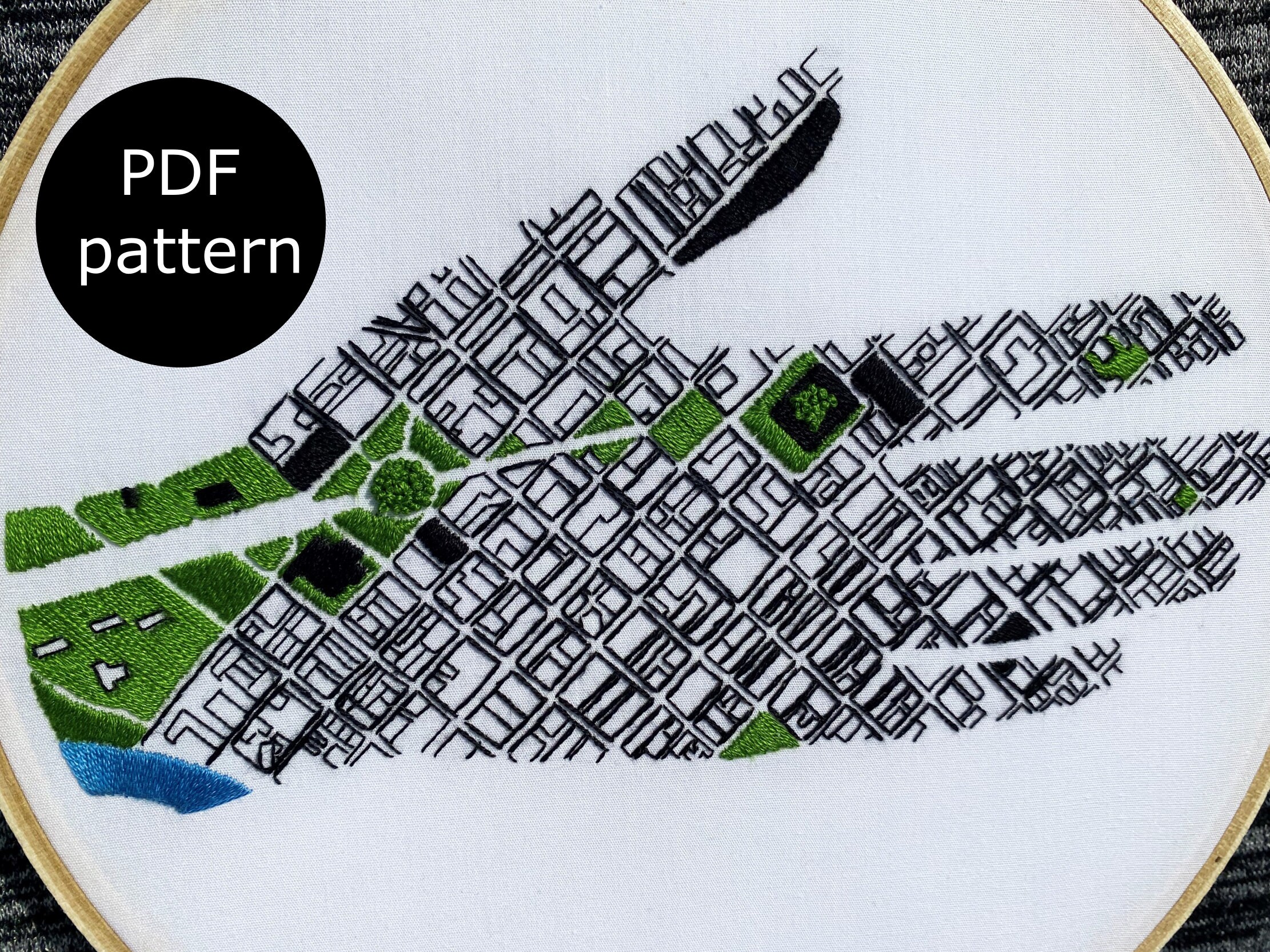 Handprint: City Map Embroidery Pattern Digital PDF Pattern - Etsy