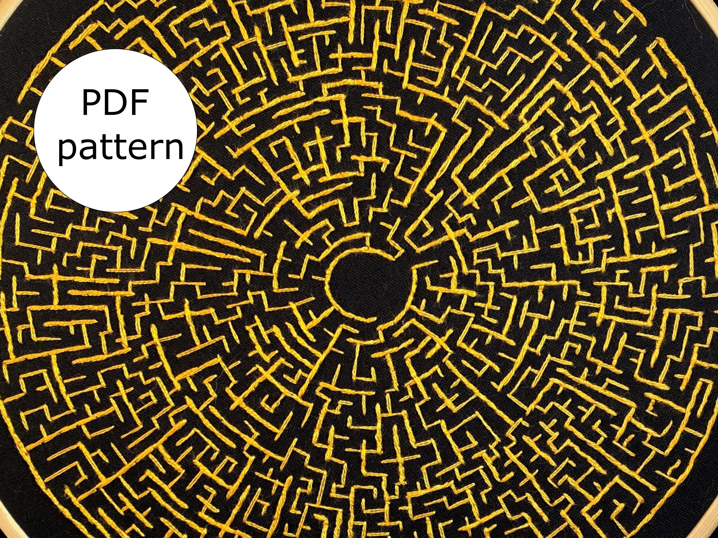 Labyrinth Maze Embroidery Pattern Digital PDF Pattern for - Etsy