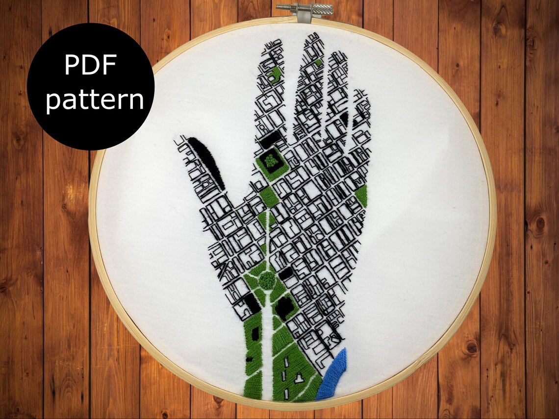 Handprint: City Map Embroidery Pattern Digital PDF Pattern | Etsy